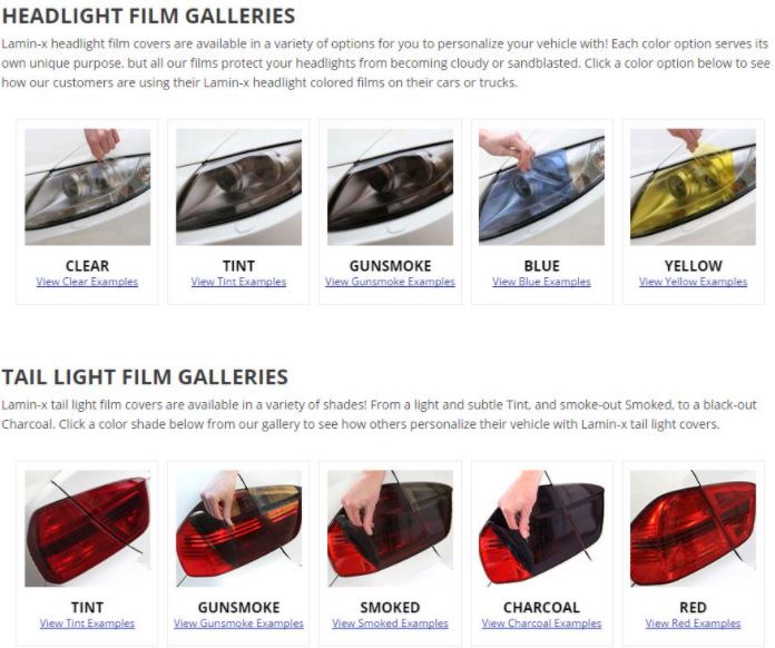 headlight colour chart